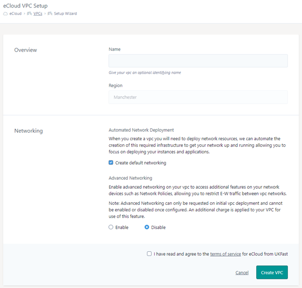 Virtual Private Cloud (VPC) | ANS Documentation